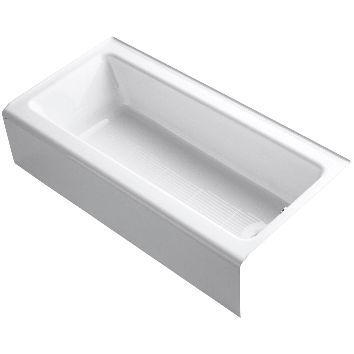 Kohler K 838 0 White Bellwether Bath Tub 60 L x 30 1 4 W Cast Iron Soaking for Three Wall Alcove Installations with Integral Apron and Right Drain FaucetDirect