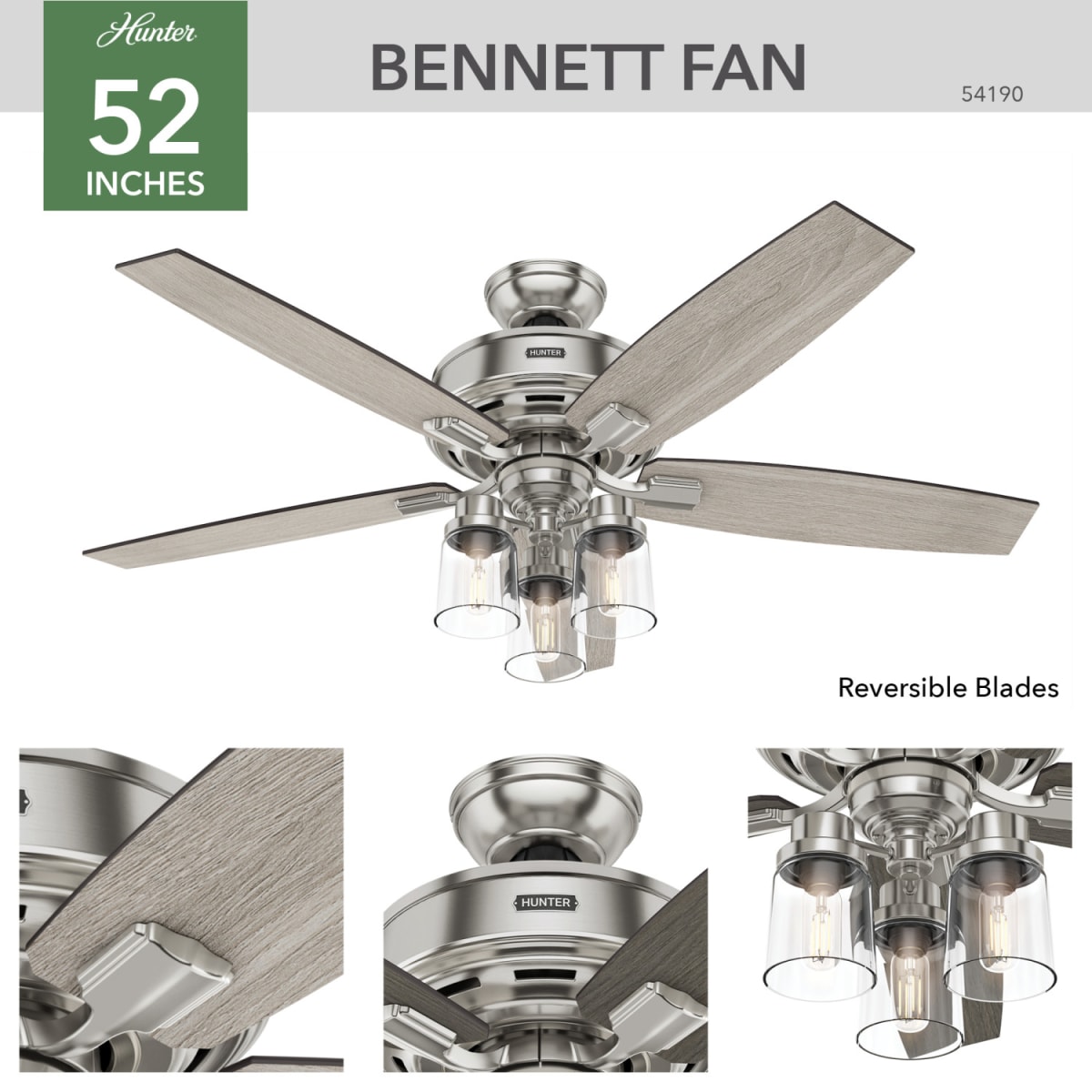Hunter 52 Inch Ceiling Fan With Remote Control | Shelly Lighting