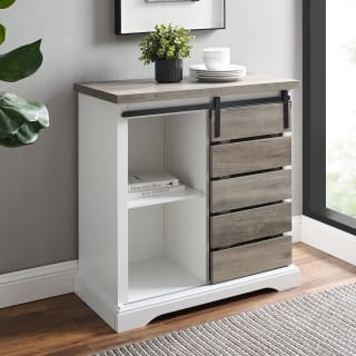 Bellevue WEIF26792GWSW Gray Wash Solid White Farmhouse 32 Wide Rustic Accent Cabinet with Barn Style Sliding Door LightingDirect