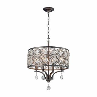 Elk Lighting 11934/4 Weathered Zinc 4 Light 1 Tier Crystal Drum ...