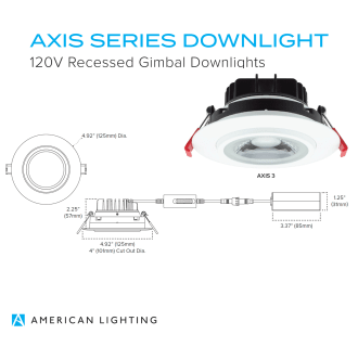 American Lighting A3-5CCT-WH Bright White Axis 3'' Recessed Gimbal LED ...