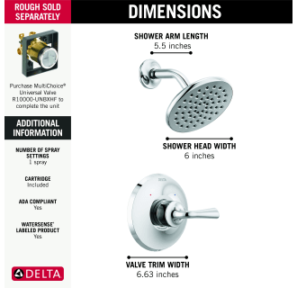 Delta T14233 Chrome Kayra Monitor 14 Series Single Function Pressure ...