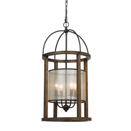 Cal Lighting FX-3536/4L Wood Mission 4 Light Chandelier with Organza ...