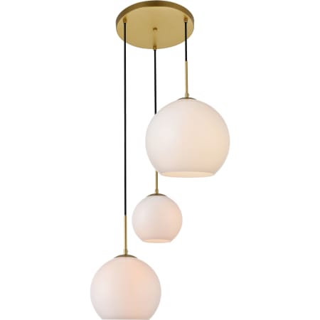 Elegant Lighting LD2219BR Brass / Frosted White Baxter 3 Light 21" Wide ...