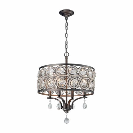 Elk Lighting 11934/4 Weathered Zinc 4 Light 1 Tier Crystal Drum ...