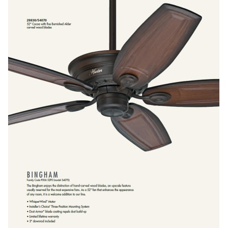 Hunter 54070 Cocoa 52" Indoor Ceiling Fan - 5 Blades Included ...