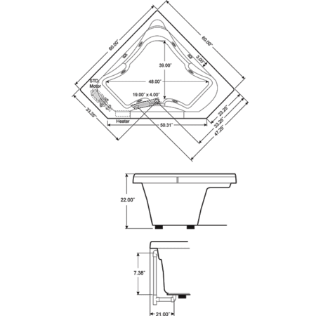 Jacuzzi J5T6060BCXXXXA Almond Signature 60" Corner Soaking Bathtub with ...