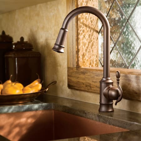 Moen 7615C Chrome Woodmere Pull-Down Spray Kitchen Faucet ...