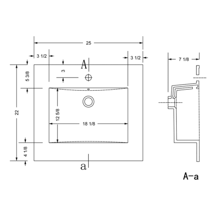Sagehill Designs RC2522-WS White 25" Ceramic Vanity Top with Integrated ...