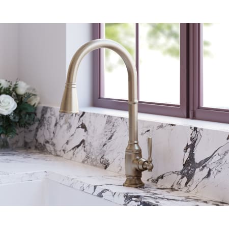 Signature Hardware 481707 Brushed Gold Finnian 1.8 GPM Single Hole Pull ...