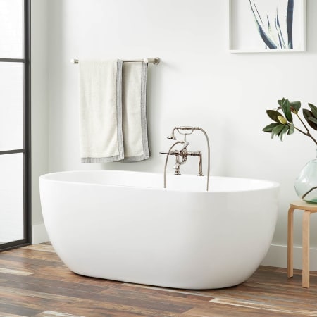 Signature Hardware 445983 White / Polished Brass Drain Boyce 61 ...