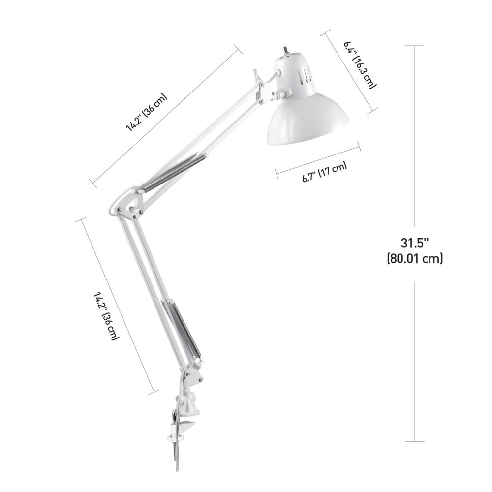 Globe Electric 52847 Gloss White Architect 33 Tall Swing Arm Desk Lamp LightingDirect