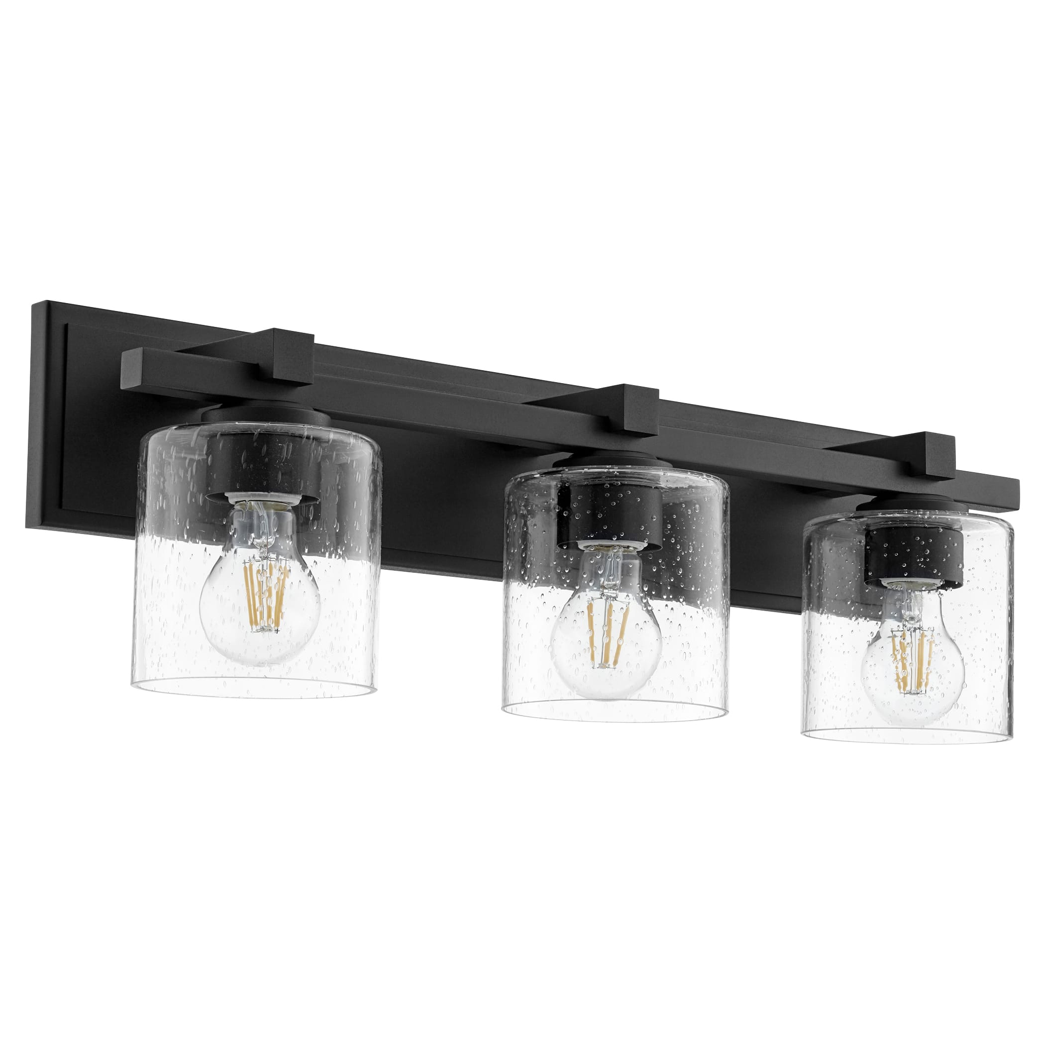 Quorum International 5369 3 265 Satin Nickel 3 Light 7 1 2 Tall Bathroom Vanity Light LightingDirect