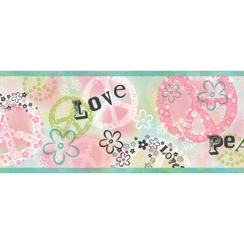 Brewster TOT46382B Janis Teal Peace Love Toss B...