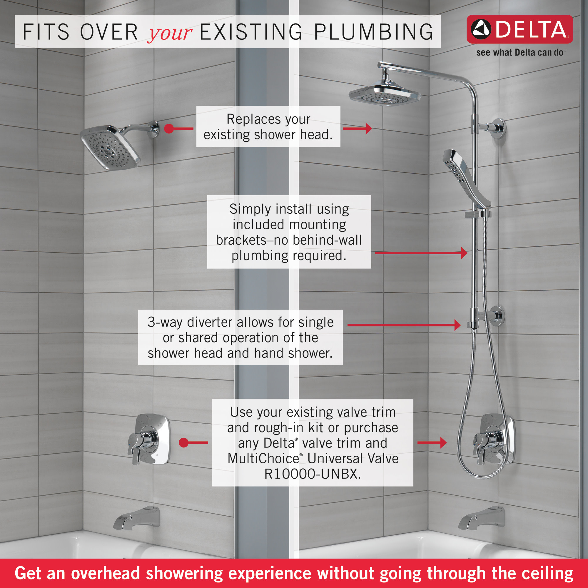 Delta 58420 Emerge 26" Angular Shower Column - Chrome | eBay
