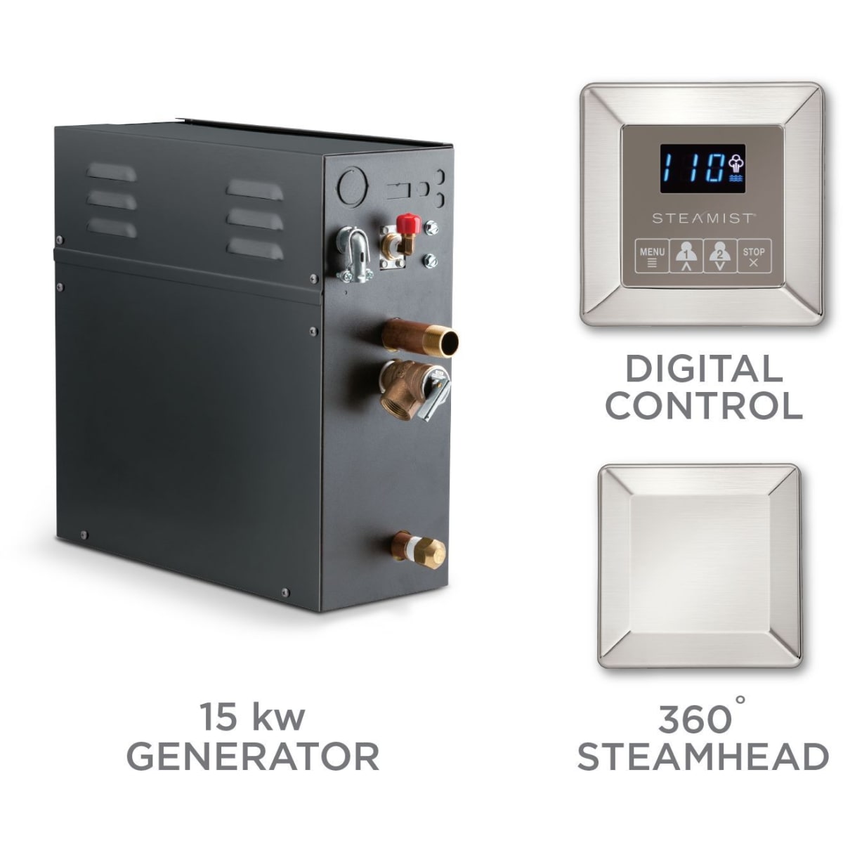 Steamist S15250BN SM Plus Steam Shower Package with Square | Build.com
