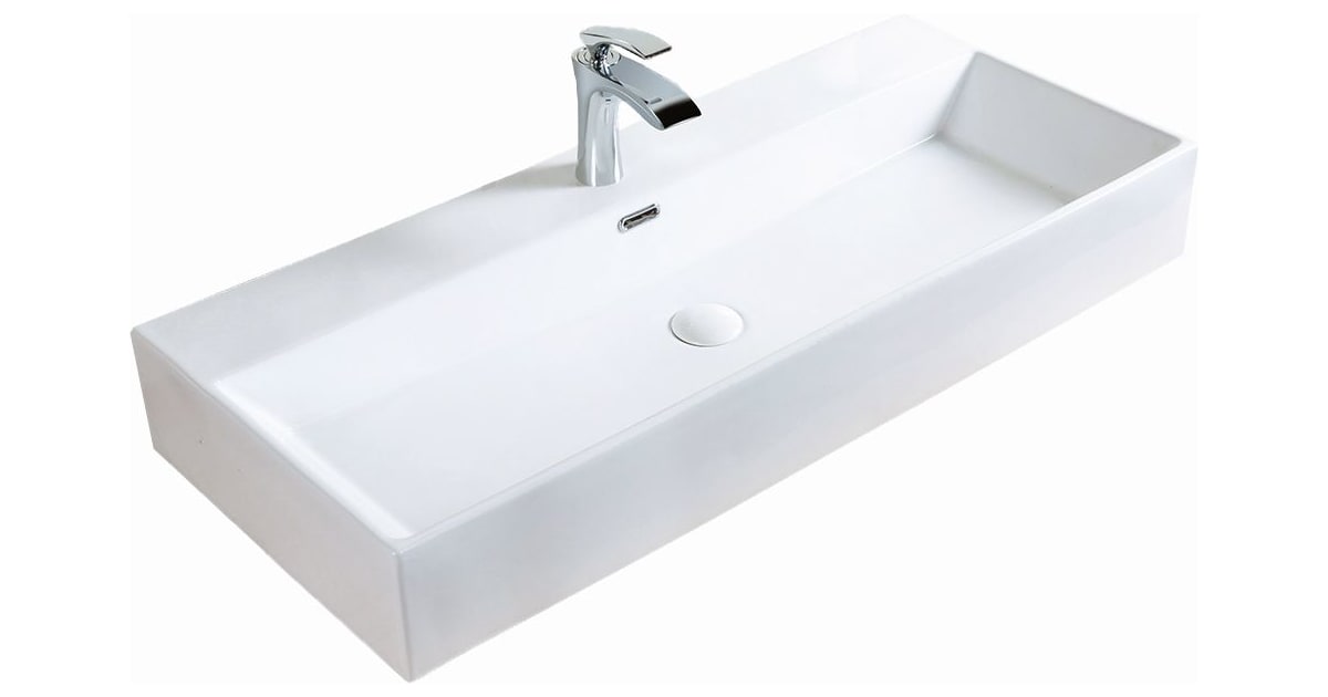 A and E Bath and Shower Dasha 39-3/8" Rectangular Ceramic Vessel ...