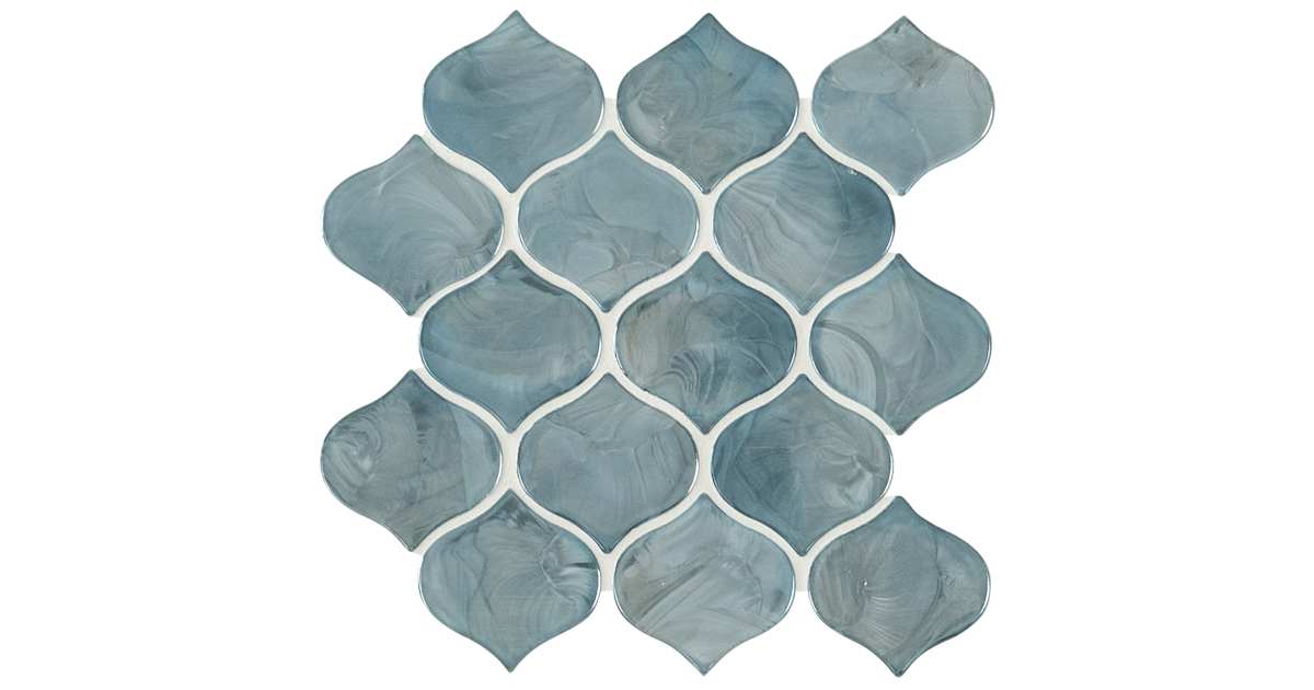 Ackland AKM-G-MITI3X3LN-CA 9" x 12" Glass Arabesque/Baroque Wall Mosaic ...