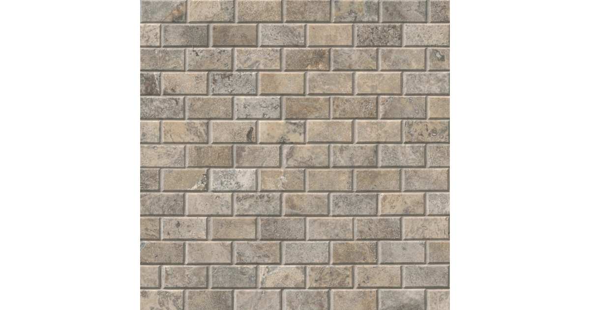 Ackland AKM-S-ARWA2X4BSWH-CA 12" x 12" Marble and Travertine Brick Wall ...