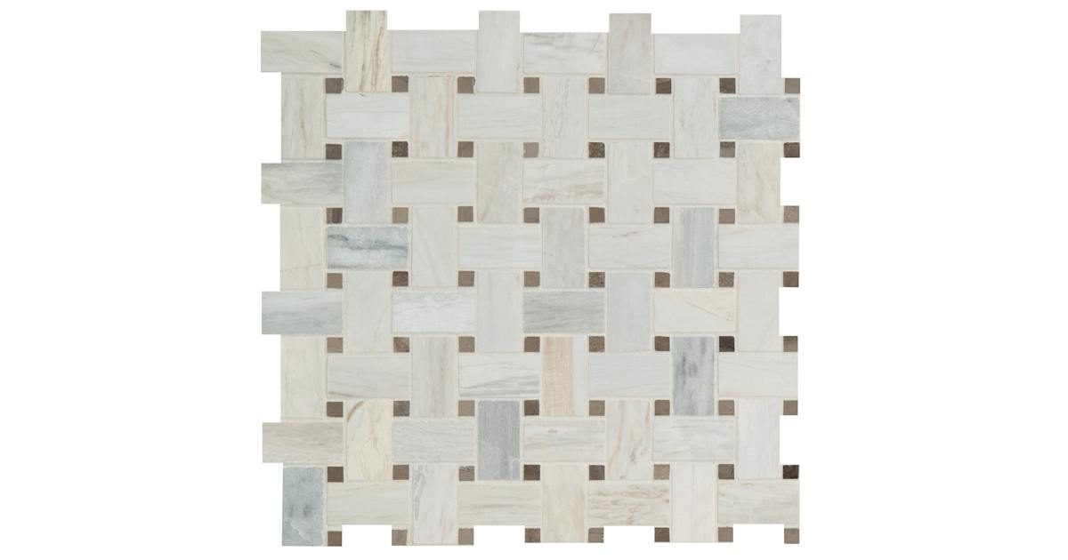Ackland AKM-S-AUR1X2WVP-CA 12" x 12" Marble Basketweave Wall Mosaic ...
