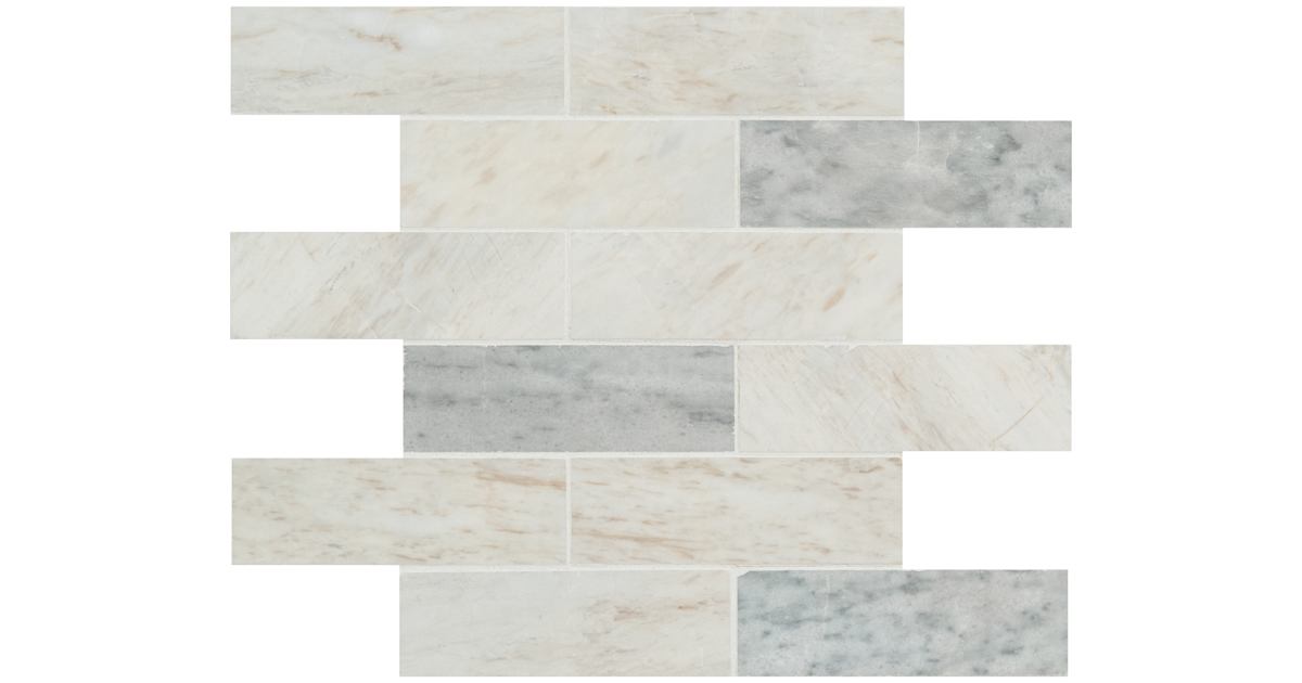 Ackland AKM-S-AUR2X6SWP-CA 12" x 12" Marble Subway Floor and Wall Tile ...