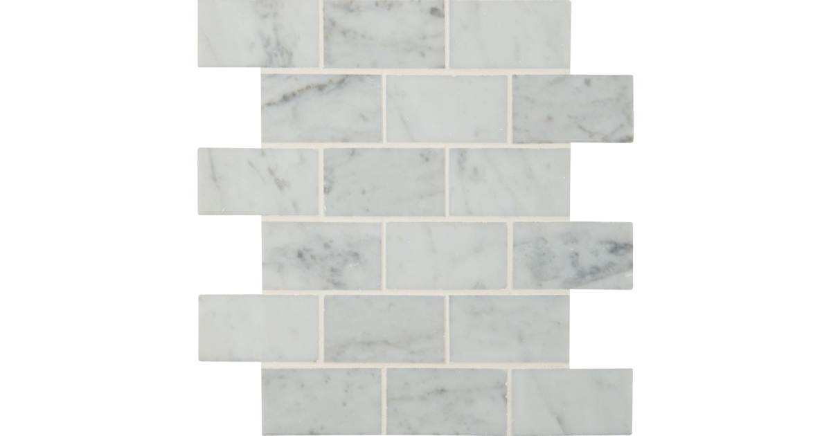 Ackland AKM-S-CAWH2X4SWP-CA 12" x 12" Marble Brick Wall Mosaic Tile ...
