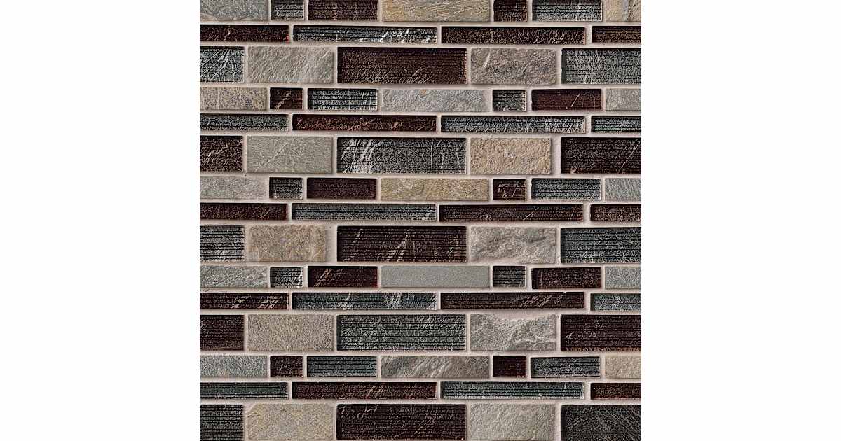Ackland AKM-SG-DESM14X12IL-CA 12" x 12" Glass and Stone Linear Wall ...