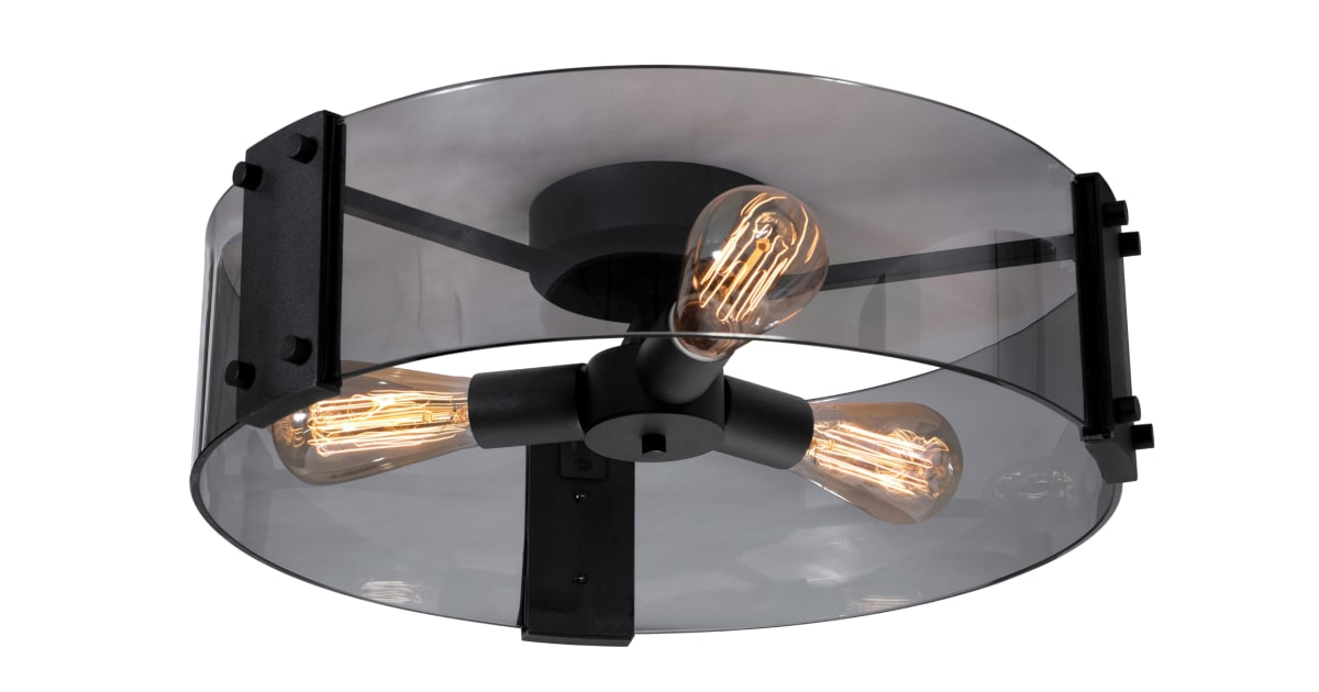 AFX DNAC18MBBK Ceiling 3 Light 19" Wide Semi-Flush Drum Ceiling Fixture ...