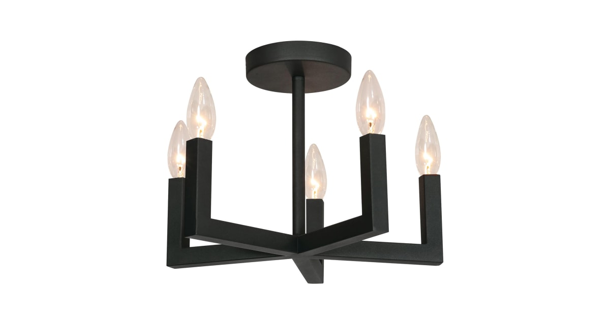 AFX GRCC14CBBK Grace 5 Light 14" Wide Semi-Flush Ceiling Fixture ...