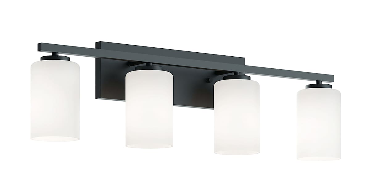 AFX LEOV3109MBBK Leo 4 Light 31" Wide Vanity Light with Frosted Glass ...