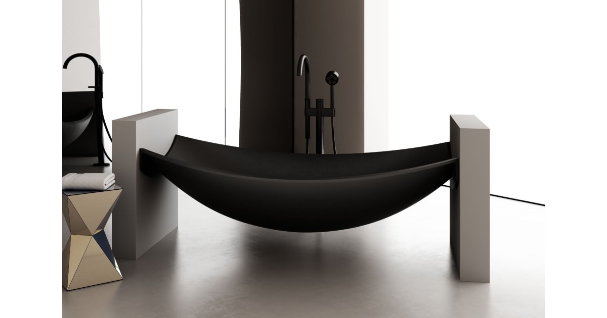 ALFI brand HammockTub2-BM 71" Two Wall Resin Soaking Tub with Center ...