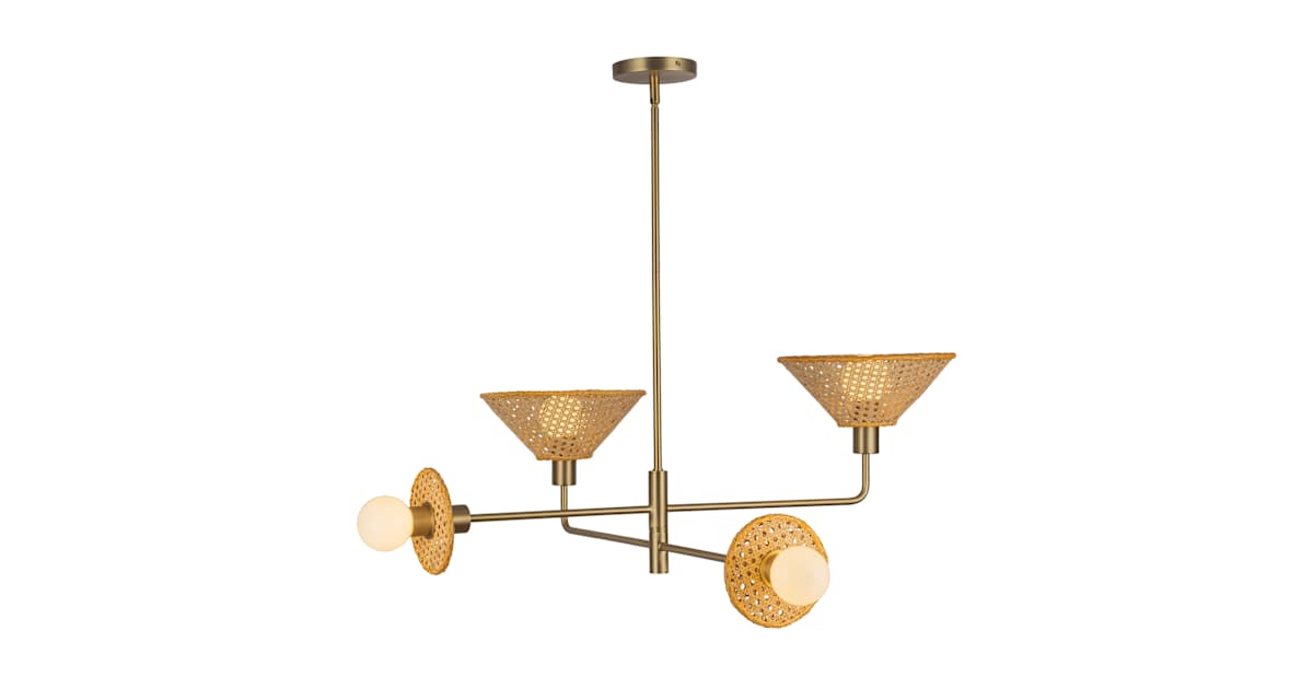 Alora Lighting CH432438BG Piper 4 Light 38" Wide Chandelier with Rattan ...