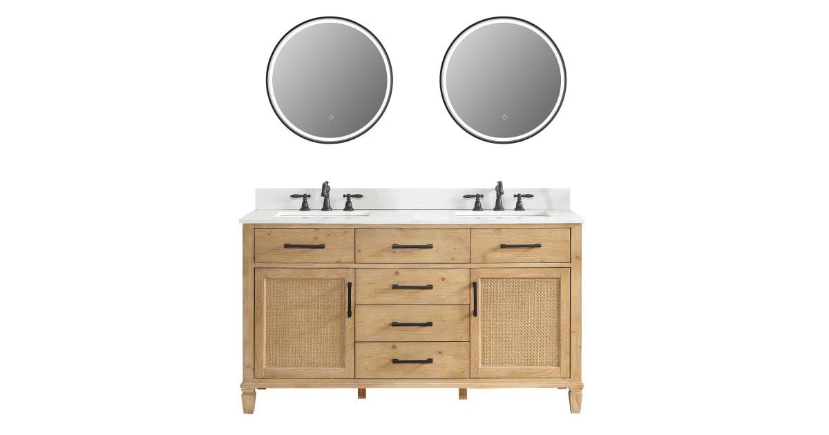 Altair 560060-WF-CWQ Solana 60" Free Standing Double Basin Vanity Set ...