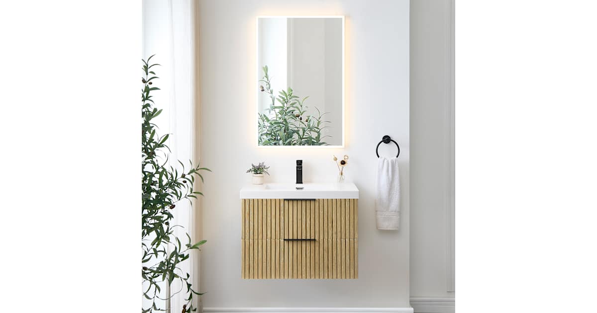 Altair 563030-NB-WH Livia 30" Wall Mounted Single Basin Vanity Set with ...