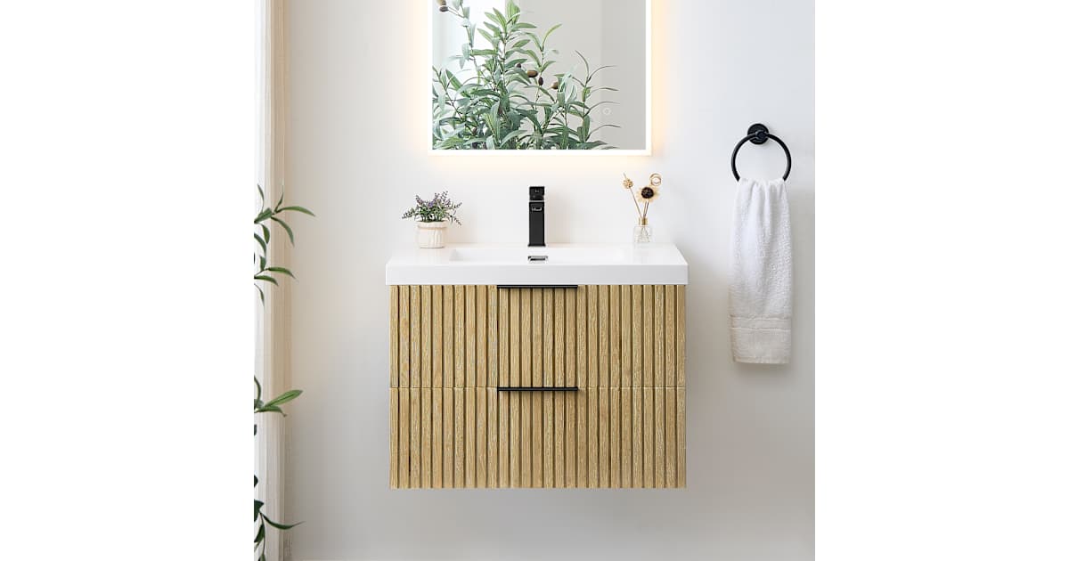 Altair 563030-NB-WH-NM Livia 30" Wall Mounted Single Basin Vanity Set ...