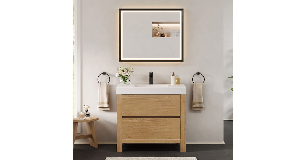 Altair 574036-WF-WH Cascadia 36" Free Standing Single Basin Vanity Set ...