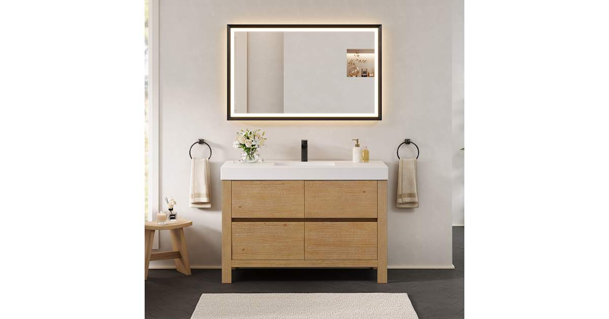 Altair 574048-WF-WH Cascadia 48" Free Standing Single Basin Vanity Set ...