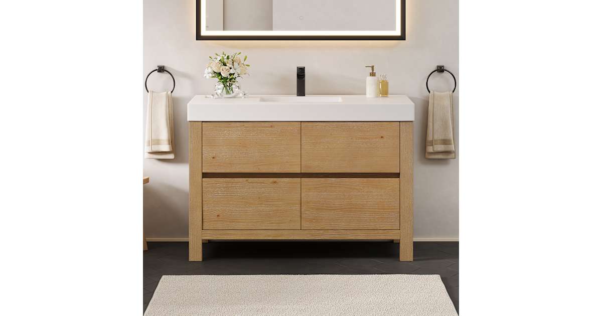 Altair 574048-WF-WH-NM Cascadia 48" Free Standing Single Basin Vanity ...