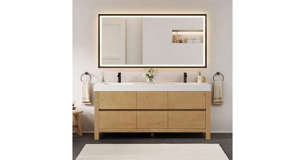 Altair 574072-WF-WH Cascadia 73" Free Standing Double Basin Vanity Set ...