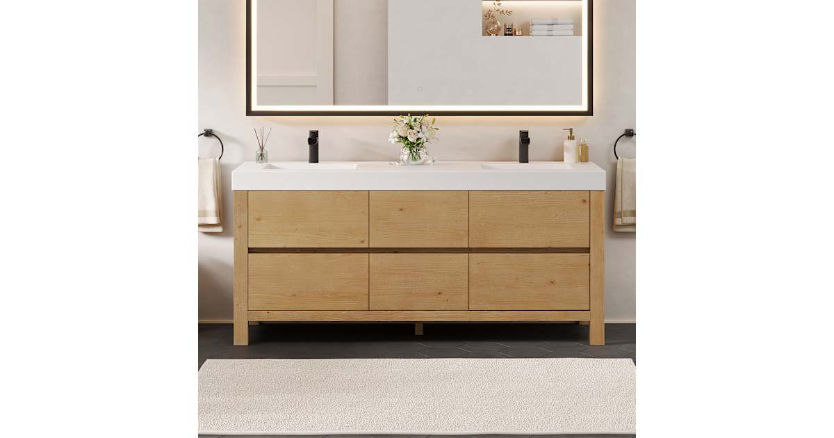 Altair 574072-WF-WH-NM Cascadia 72" Free Standing Double Basin Vanity ...