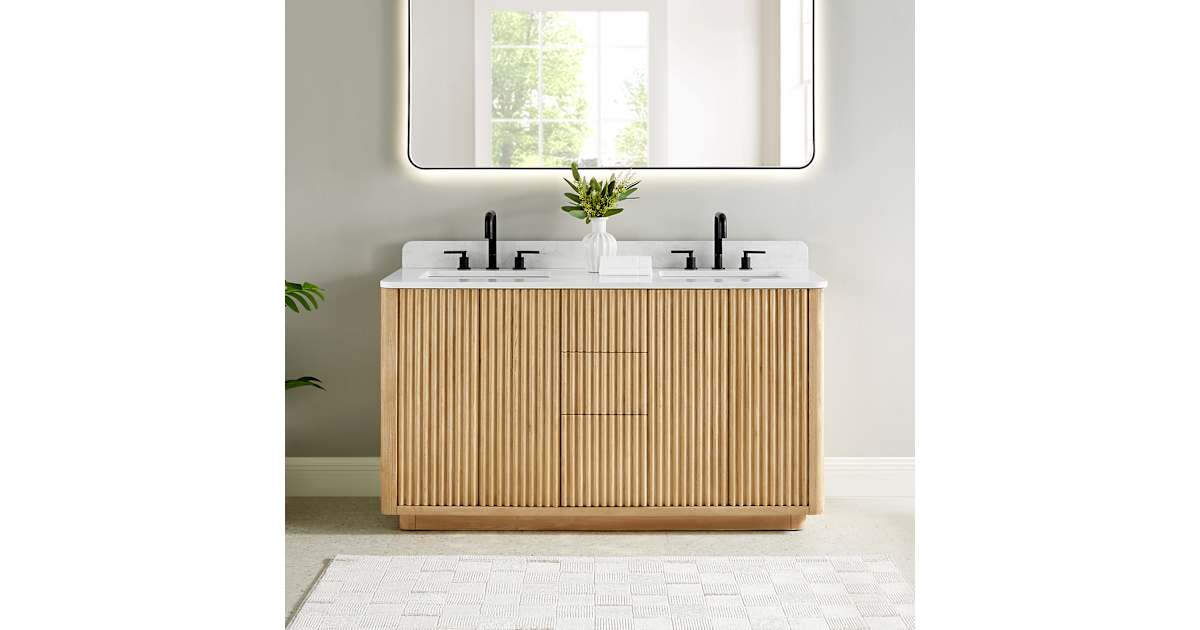 Altair 580060-WL-GW-NM Clayton 60" Free Standing Double Basin Vanity ...