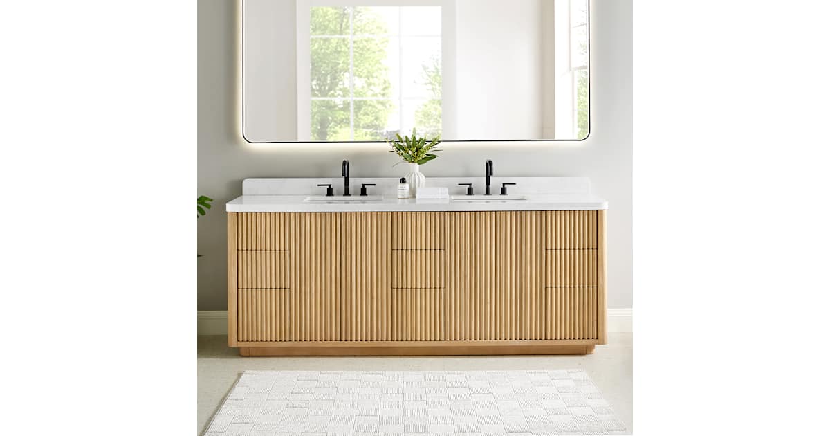 Altair 580084-WL-GW-NM Clayton 84" Free Standing Double Basin Vanity ...