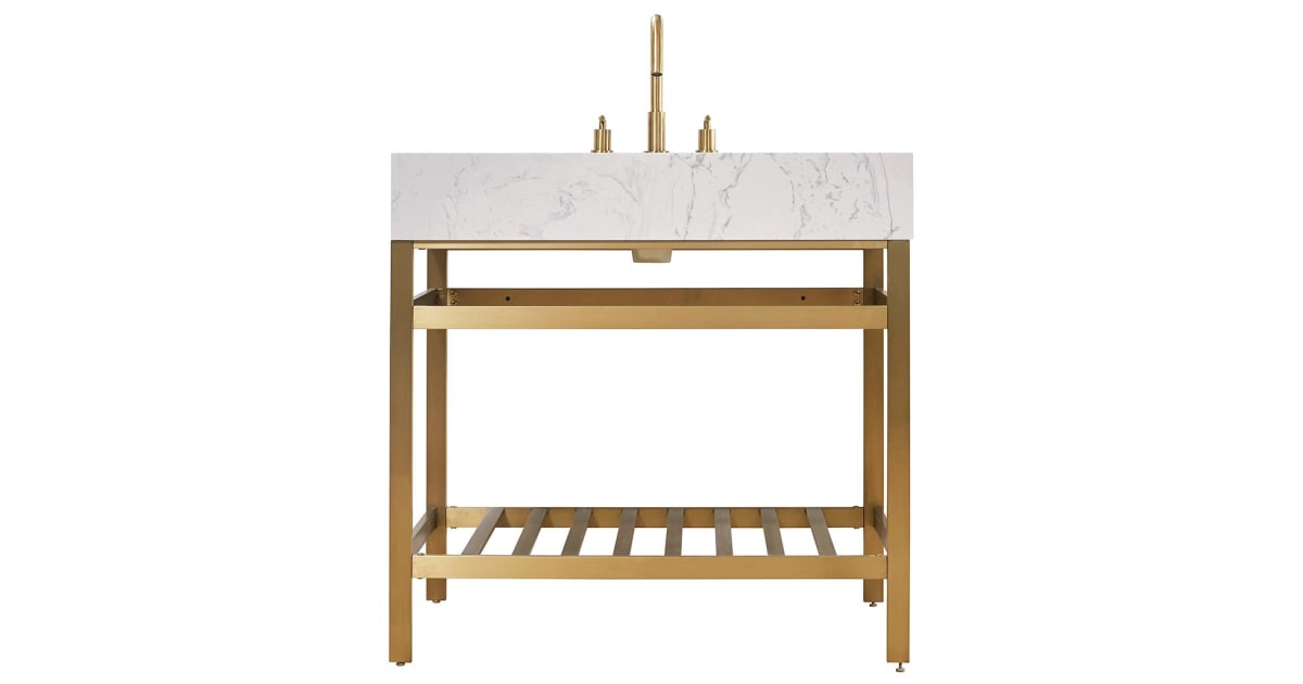 Altair 68036-AWAP-BG-NM Merano 36" Rectangular Stone Composite Console Bathroom Sink with ...