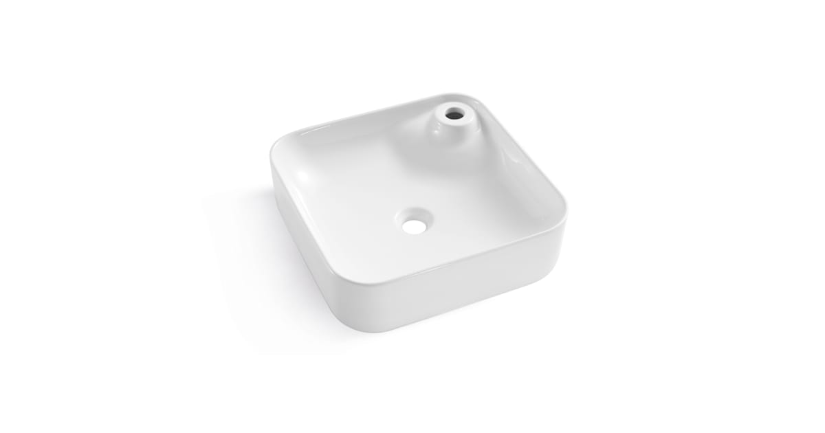 Altair 9013-BAS-WH Leonis 17" Square Ceramic Vessel Bathroom Sink with ...
