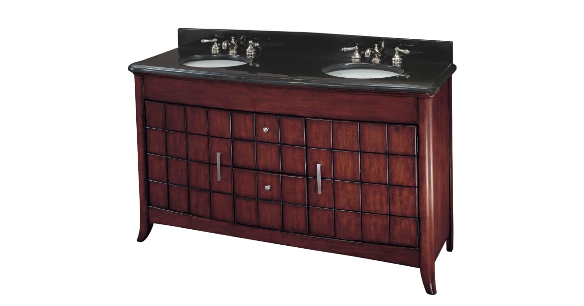 Ambience 44518-0 Double Vanity in Cherry Finish with Black Stone ...