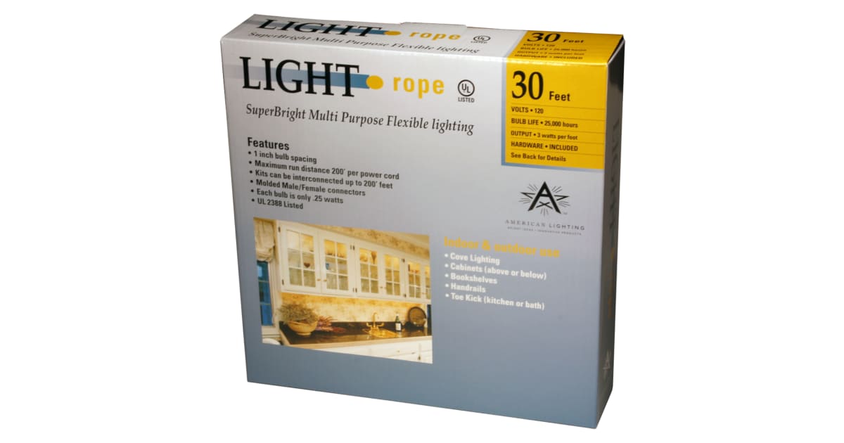 American Lighting 018-0005 Premium Grade 30ft. Indoor/Outdoor 120V Rope ...