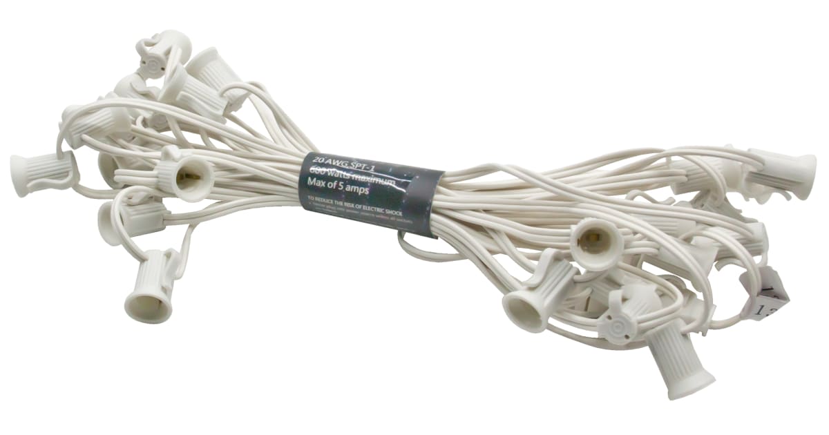 American Lighting XC72512-WH SPT-1 25' C7 Socketed Cords 18 AWG White ...