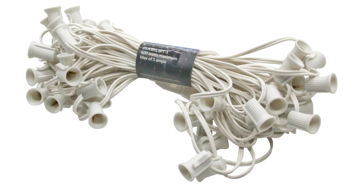 American Lighting XC75012-WH SPT-1 50' C7 Socketed Cords 18 AWG White ...