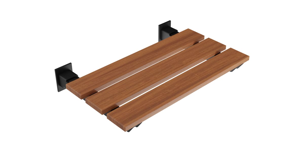 Anzzi AC-AZ202MB Bohemian 12-5/8" Wall Mounted Teak Wood Shower Seat ...