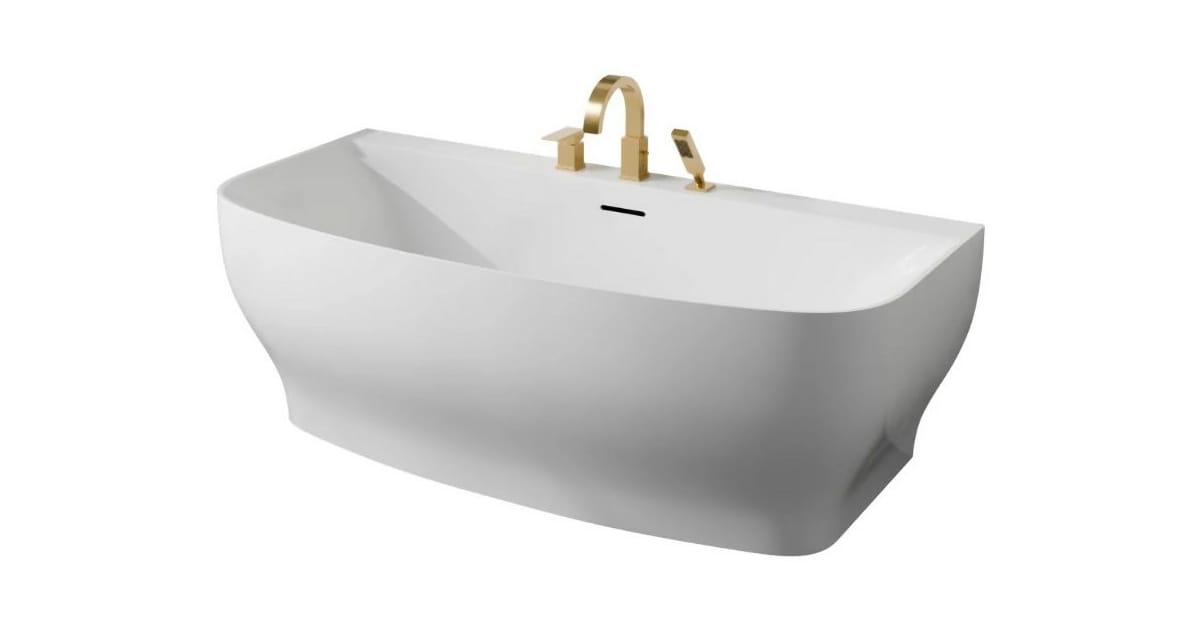 Anzzi FT-AZ112-473BG Bank 64.9" Free Standing Acrylic Soaking Tub with ...